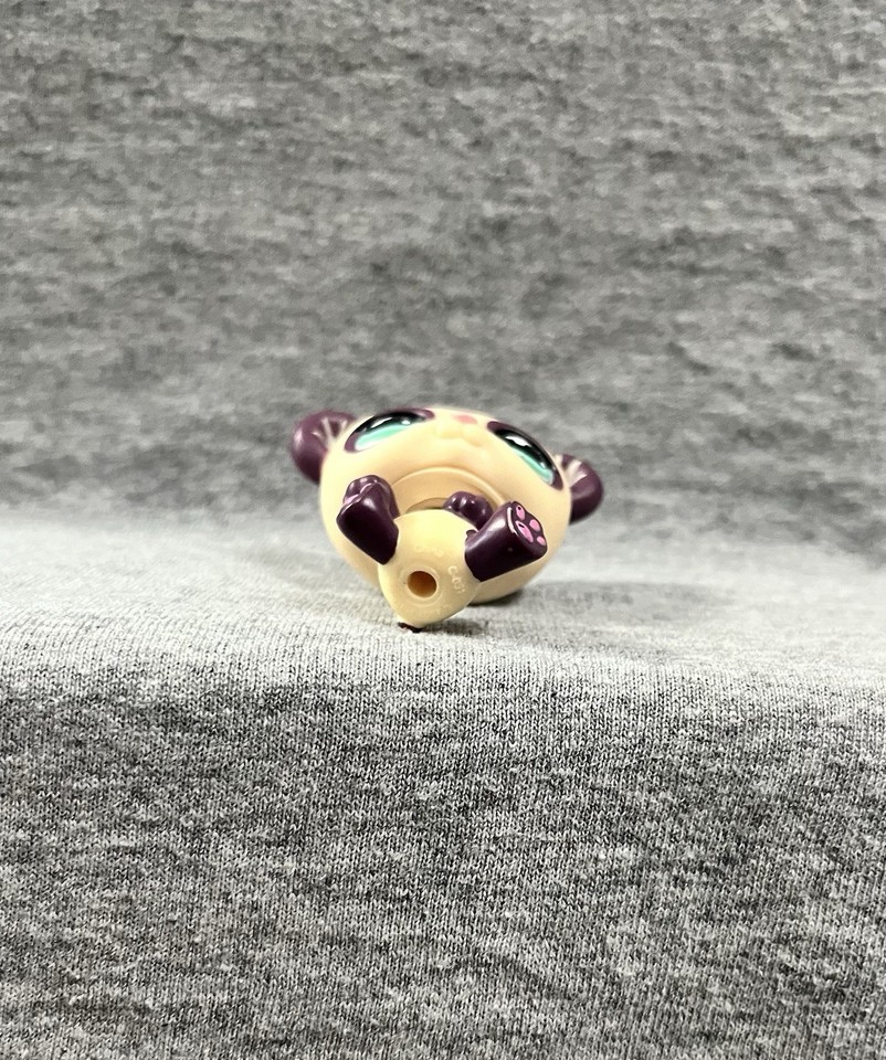 LITTLEST PET SHOP # 822 BEIGE PANDA BEAR WITH PURPLE MARKINGS FUNNIEST ...