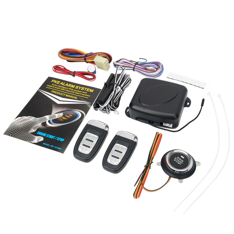 Car Keyless Entry Engine Start Alarm System Kit Push Button Remote ...