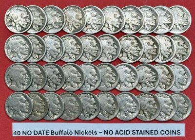 NO DATE Buffalo Nickels Roll of 40 DATELESS Buffalo Nickels Lot ~ NO ...