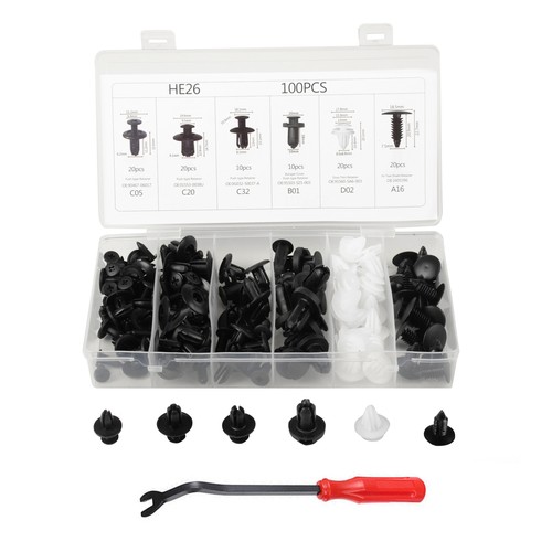 100PCS Box Set Bumper Fender Liner Push Type Retainer Clips for Nissan ...