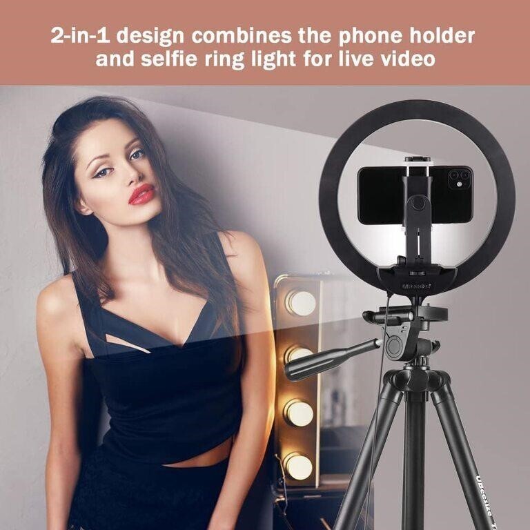 UBeesize, 10" Selfie Ring Light with 50" Extendable Tripod Stand ...