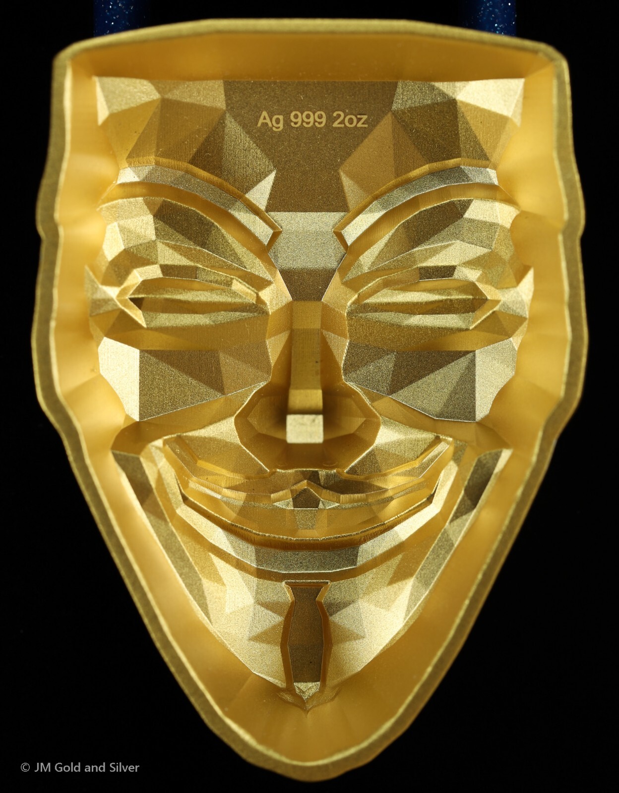 2022 South Korea Rebel Guy Fawkes Revel Mask 2 oz Gilded Silver Stacker ...