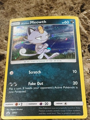 ALOLAN MEOWTH Pokemon Black Star Holo Promo SM43 | eBay