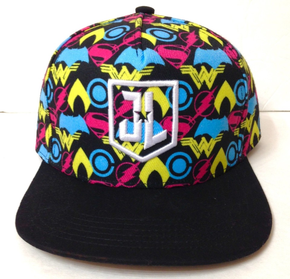 New Adult DC COMICS JUSTICE LEAGUE SNAPBACK HAT Multi-color Neon ...