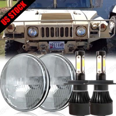 7'' inch LED Headlights Plug & Play Headlamp For Humvee M998 M923 M35a2 ...