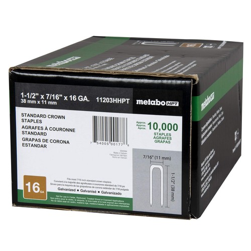 Staples | 7/16 In. X 1-1/2 In. | Standard Crown | 16 Gauge | Electro ...