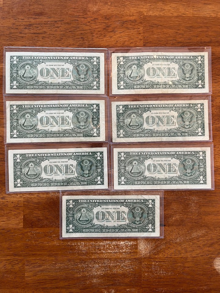 Lot of (7) 2013 Duplicate Series (New York) "B" Seal $1 One Dollar Star ...