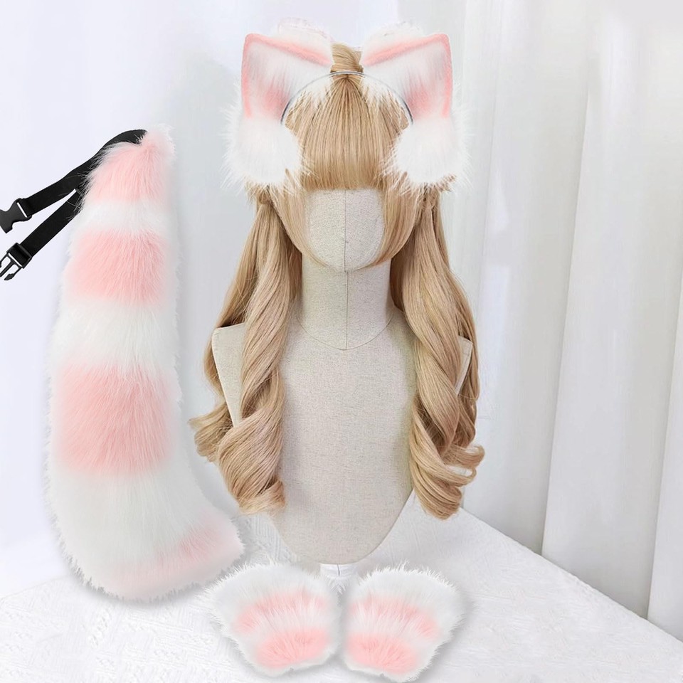 Ears Paws Tail Set Faux Fur Cat Ears and Wolf Fox Tail Set Faux Fur ...