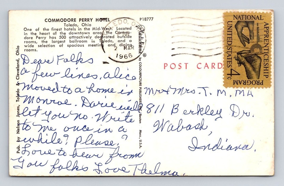 Toledo OH-Ohio, Commodore Perry Hotel, Advertisment, Vintage c1966 ...