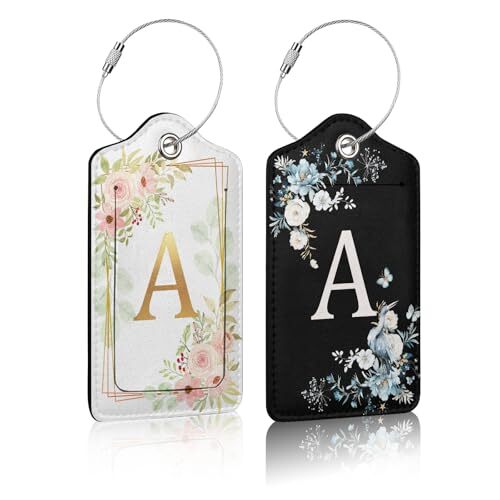 2 Pack Luggage Tag for Suitcase,Cool Letter Unique Leather Bag Tags ...