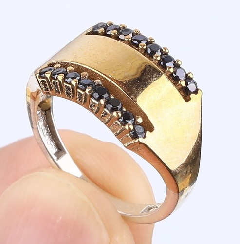 TURKISH SIMULATED ONYX .925 SILVER & BRONZE RING SIZE 6 #51005 | eBay