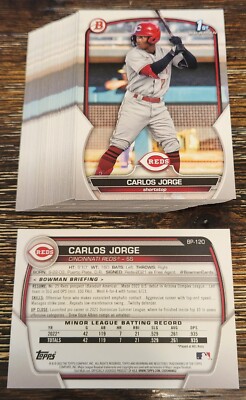 2023 Bowman Carlos Jorge 1st Paper Prospect Lot X45 - Cincinnati Reds # ...