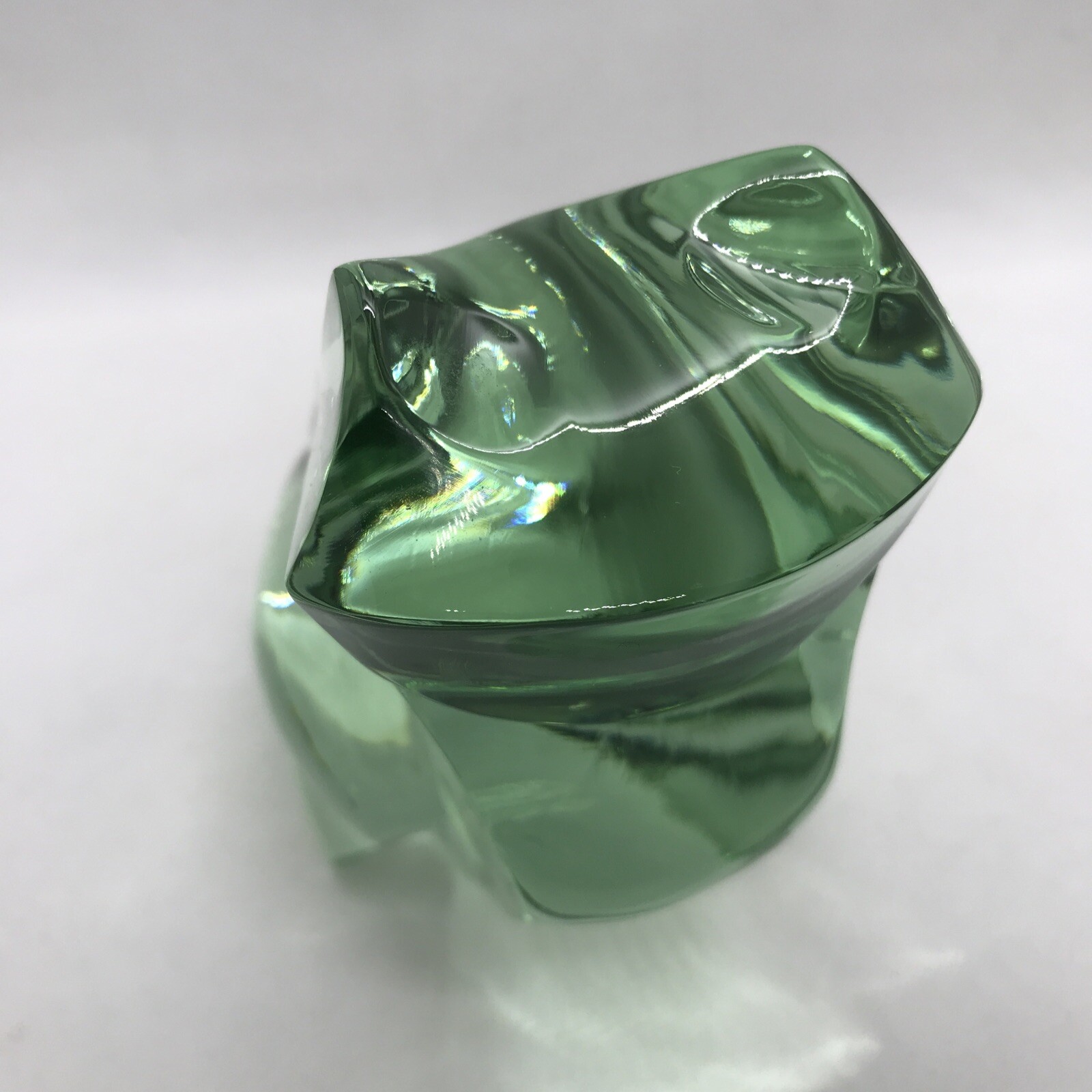 RARE! VTG Moser Green Clear Glass Cubism Style Frog Figurine ...