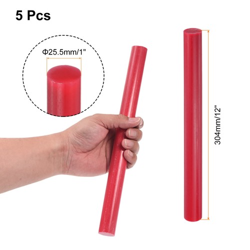 5 Pcs Red Plastic Rods 25.5 x 304mm ABS Round Stick Solid Bar DIY Model ...