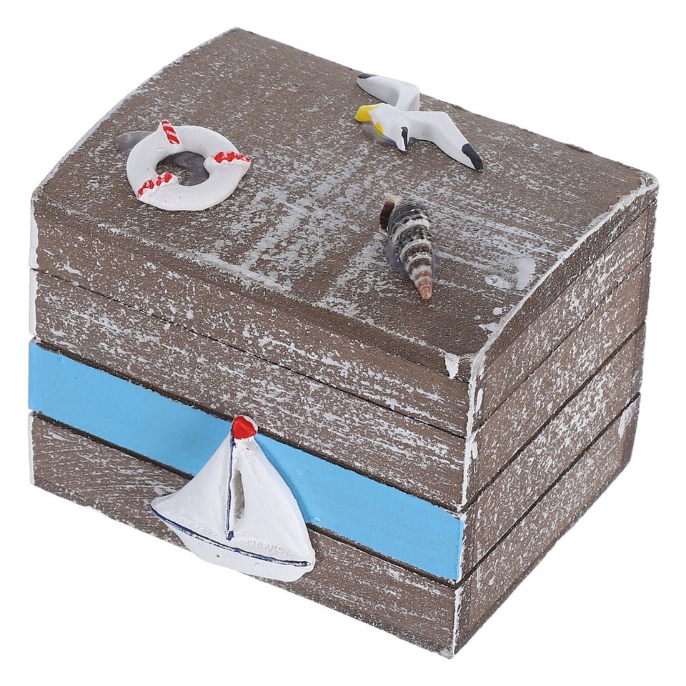 Decorative Ocean Wooden Box Jewelry Handheld Vintage Treasure Chest ...
