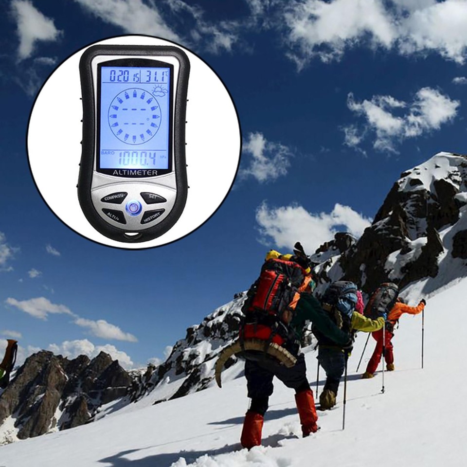 Hiking Handheld LED Digital 8 in 1 Compass Altimeter Barometer ...