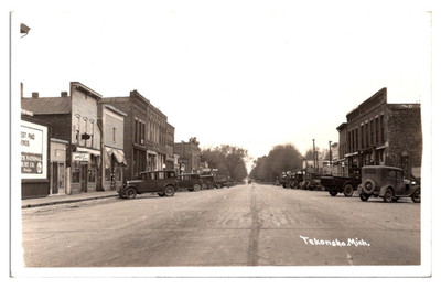 TEKONSHA, MICHIGAN - BUSY STREET VIEW - OLD REAL PHOTO POSTCARD | eBay