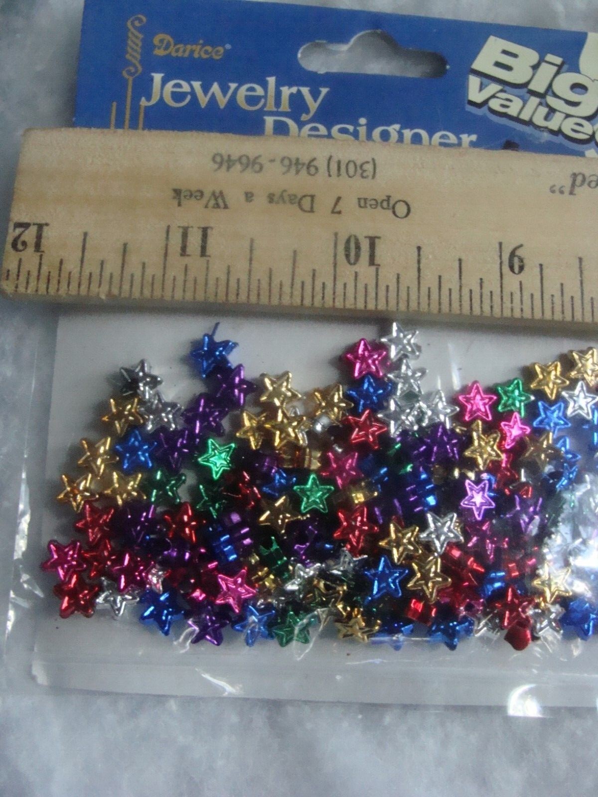 NEW SEALED Darice Plastic 6mm Metallic Star Bead Craft Design Asst ...