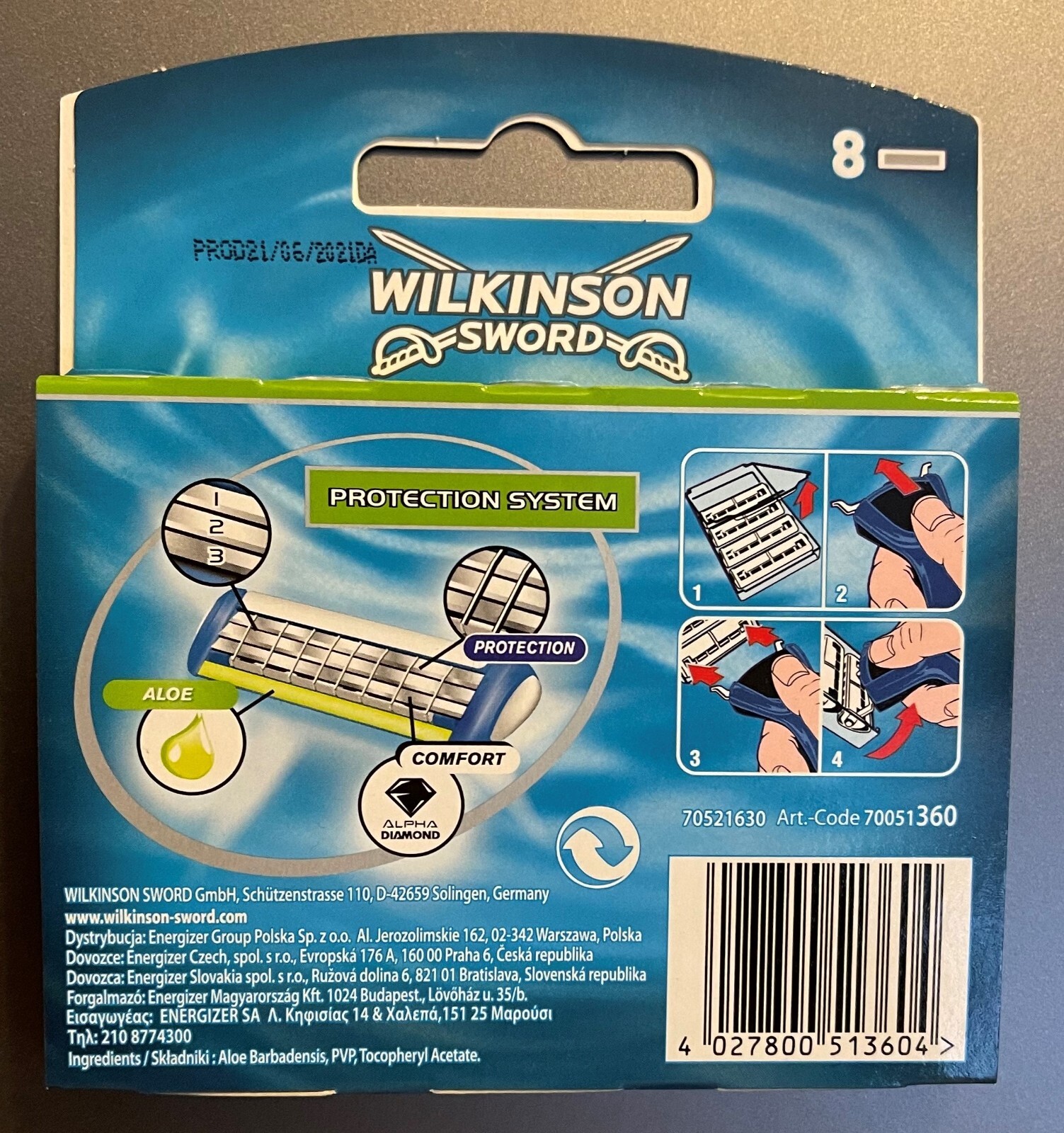 Wilkinson Sword Protector 3 Refill Razor Blades blade for men - 1 4 8 ...