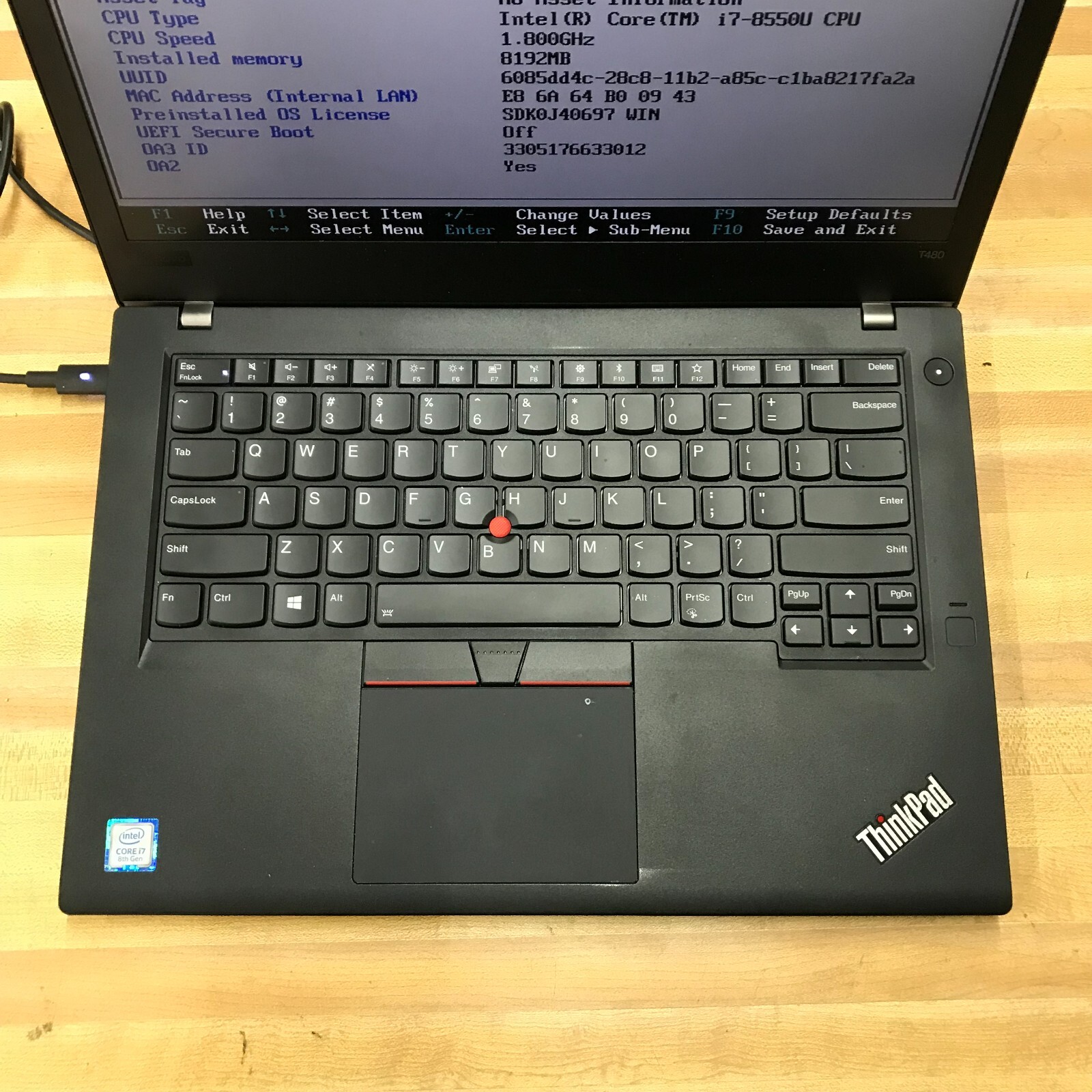 LENOVO THINKPAD T480 Laptop i7-8550U 1.80GHz 8GB RAM No SSD (Boots to ...