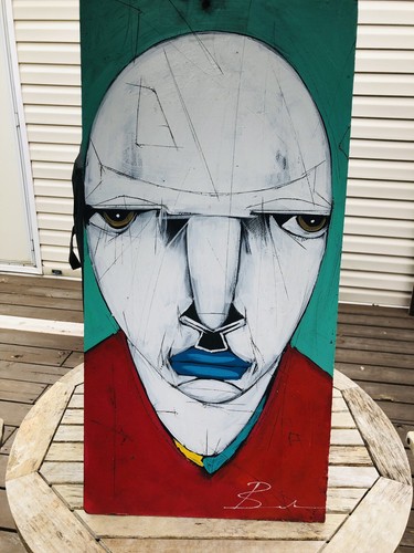 MICHAEL BANKS Outsider FOLK ART PAINTING MAN PORTRAIT 12 x 24" ALABAMA ...