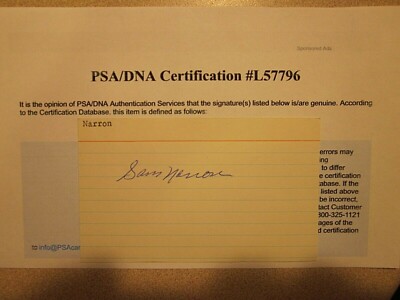 SAM NARRON AUTOGRAPHED INDEX CARD PSA/DNA #L57796 1943 NL CHAMPION ...
