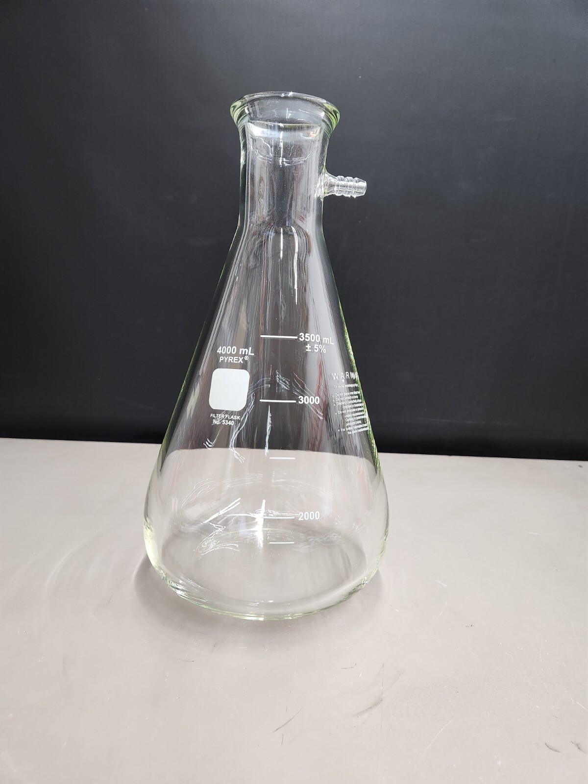 Pyrex 5340-4L 4000mL Filtering Flask with Sidearm Tubulation for sale ...