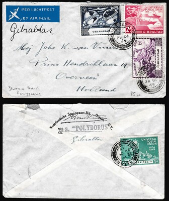 Gibraltar Cover 1949 Air Mail Ship Mail SS Polydorus UPU Series to ...