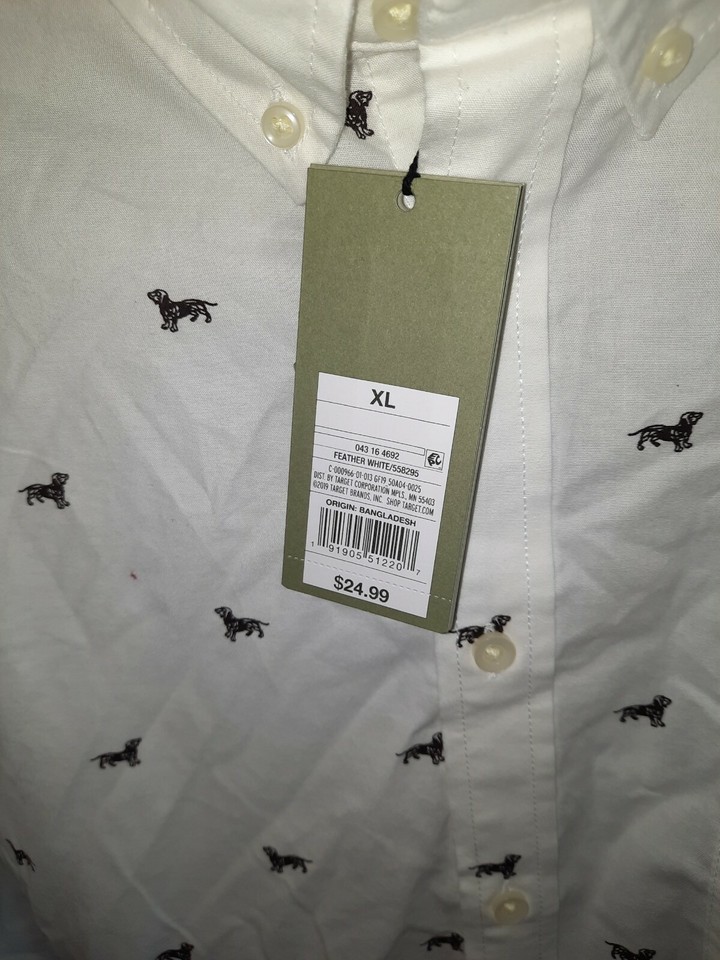 Goodfellow Co Mens longs sleeve button up Feather White /558295 Dog ...