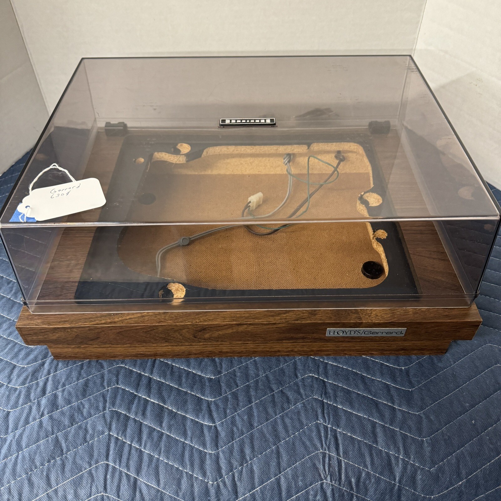 GARRARD 630S ORIGINAL WOOD BASE AND DUST COVER, WITH RCA CABLE AND CORD ...