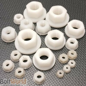 NYLON WASHER FACED FLANGED WHITE HEXAGON HEX FLANGE FULL NUTS PLASTIC ...