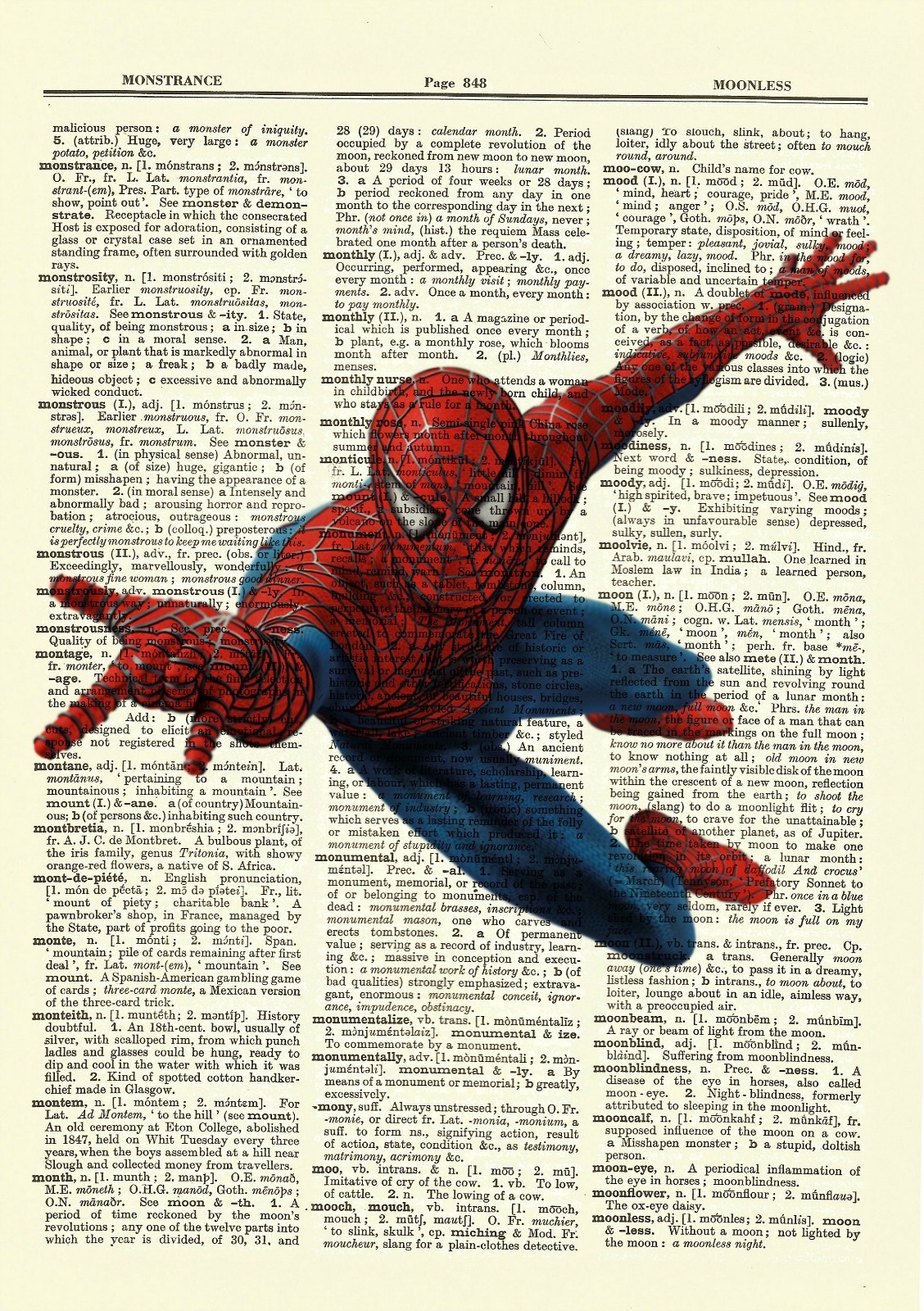 Spider Man Dictionary Art Poster Picture Comic Book Marvel Collectible ...