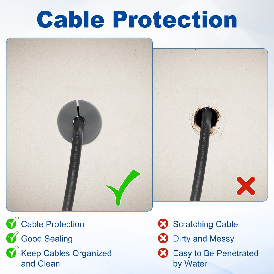 10Pcs Wall Grommets, 19mm Silicone Cable Pass Through Bushing Grommets ...