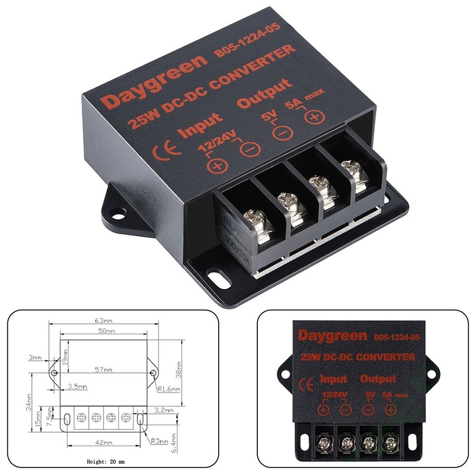 Kleine Größe und effizienter DC 12V 24V zu DC 5V 5A Step Down ...