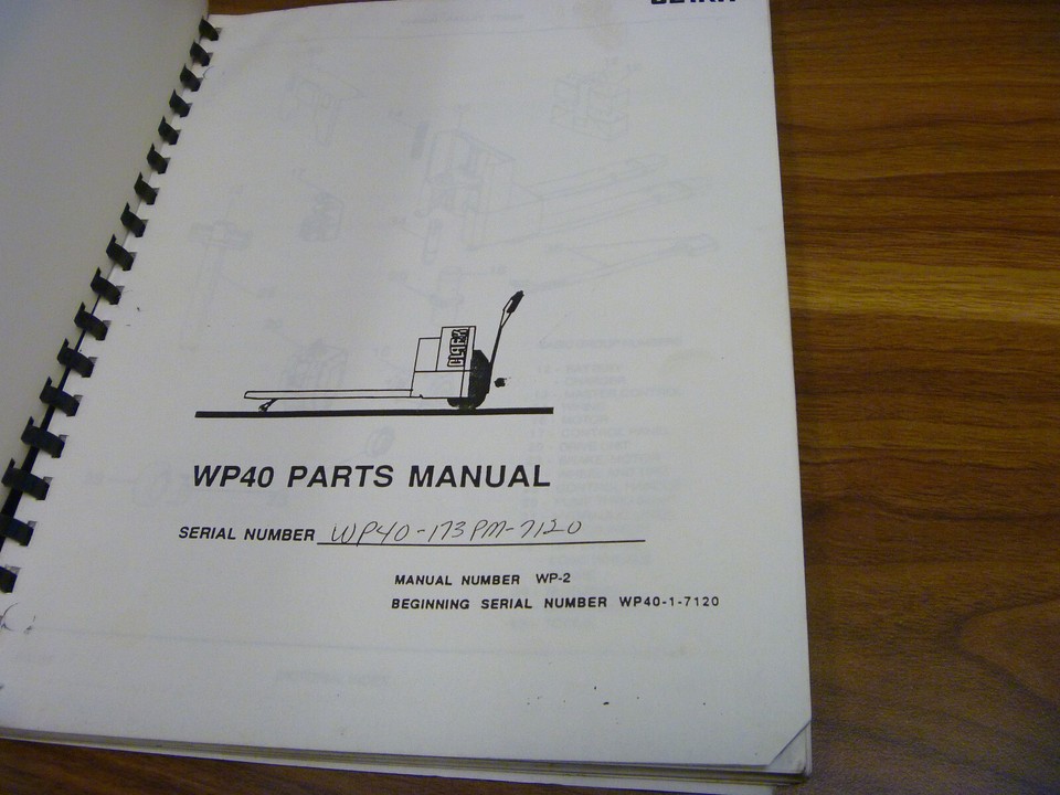 Clark WP40 Pallet Jack Walkie Forklift Parts Catalog Manual WP40-173PM ...