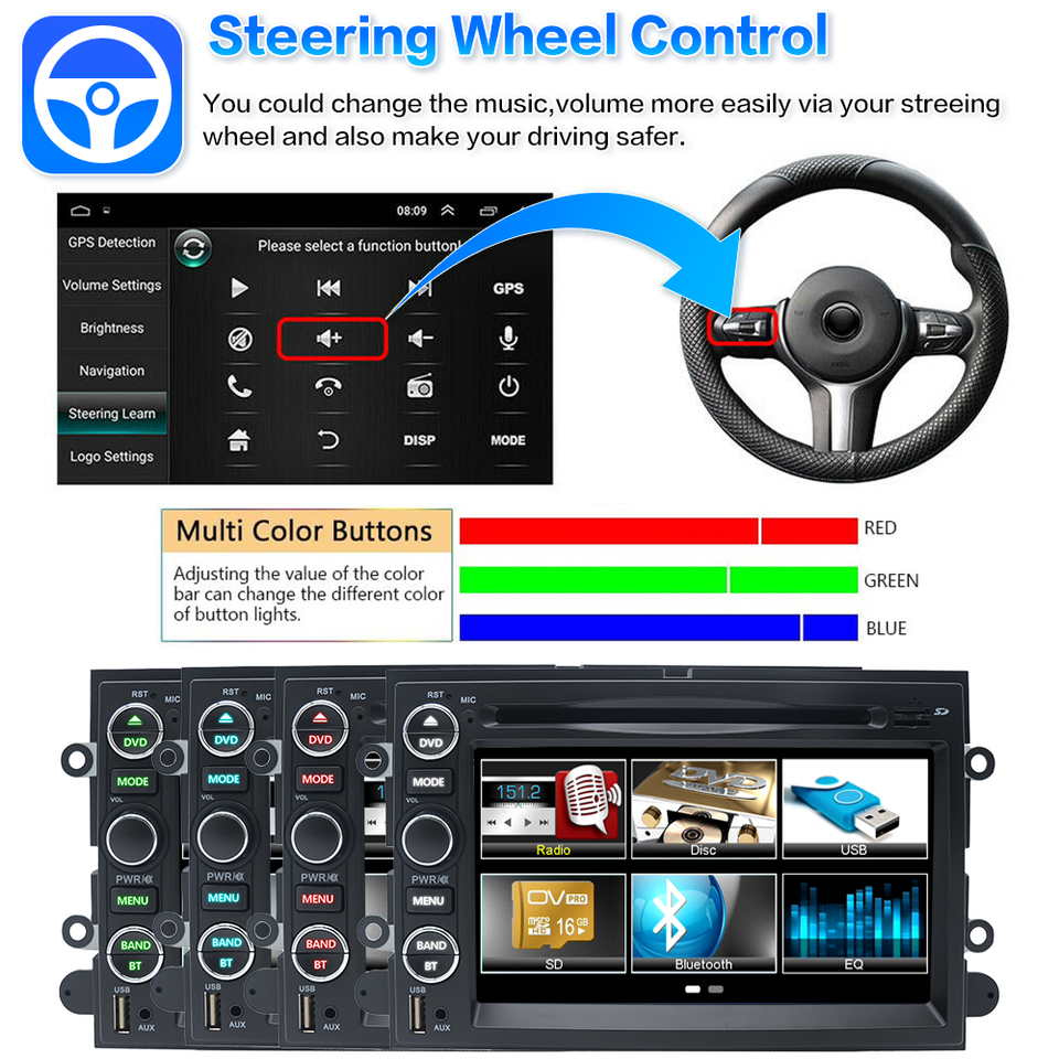 For Ford F150 2004-2008 Android Apple CarPlay Car Stereo AM FM GPS CD ...