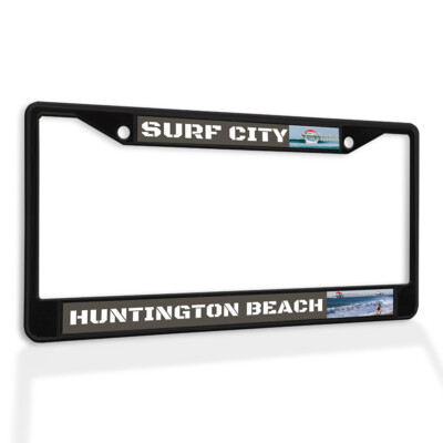 Metal License Plate Frame Vinyl Insert Surf City Huntington Beach A | eBay