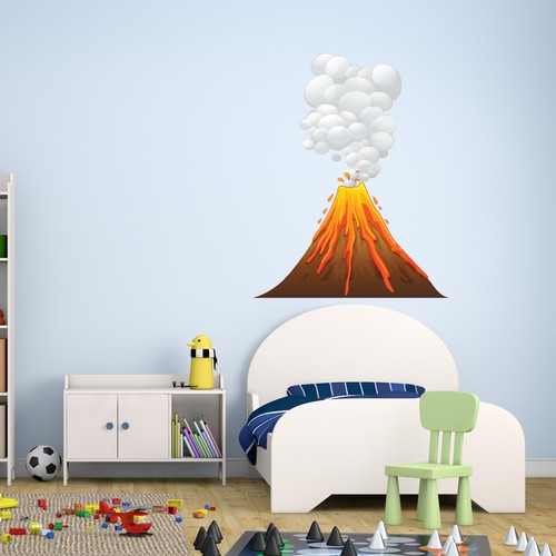 Volcano Childrens / Kids Sticker Decal Graphic ( lava, mountain, mural ...
