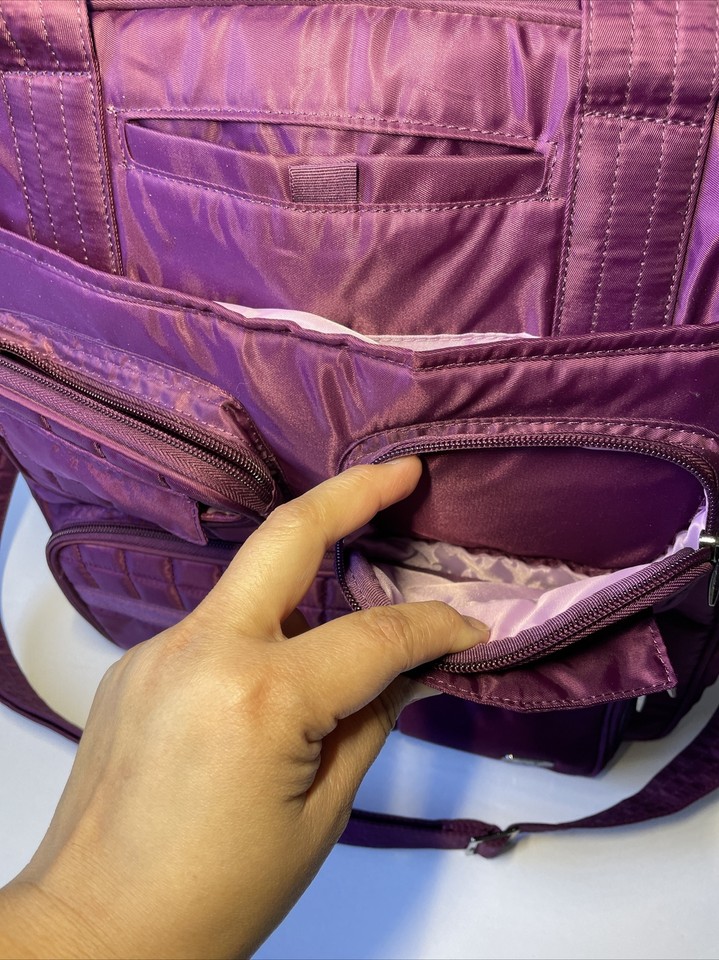 Lug Puddle Jumper Tote Bag Purple Plum Large Quilted Overnight Gym Bag ...