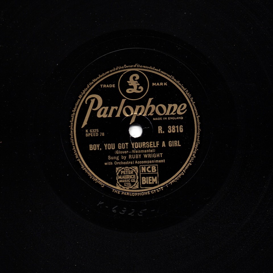 1954 #7 RUBY WRIGHT 78 BIMBO / BOY YOU GOT YOURSELF A GIRL PARLOPHONE R 3816 E | eBay