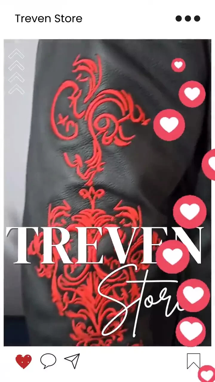 Gothic Dragon Leather Jacket - Black with Red Embroidery, Steampunk ...