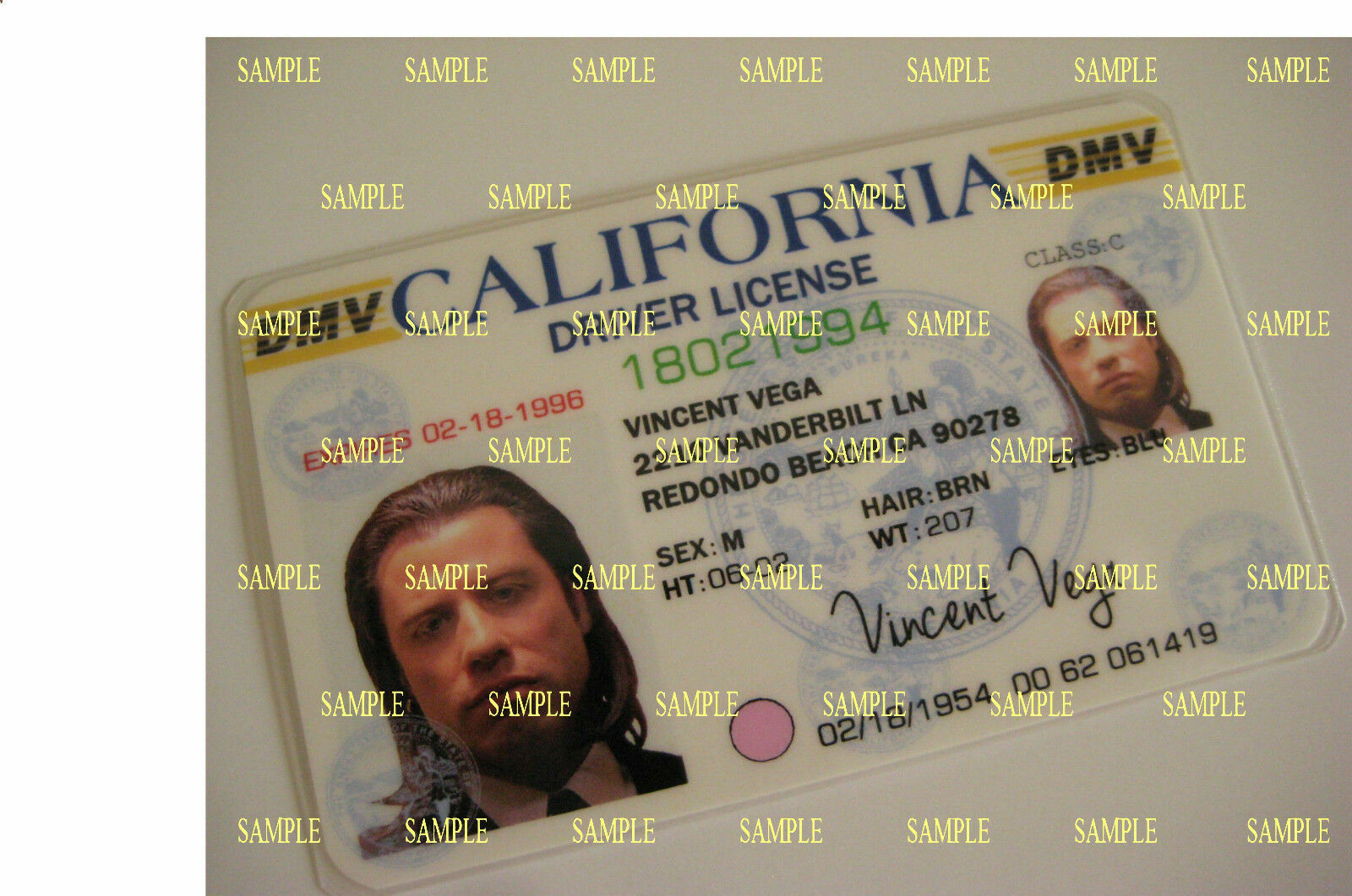 Pulp Fiction Vincent Vega Driver's License Prop Cosplay Novely | eBay