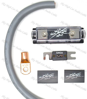 SKY HIGH 100 AMP ANL Fuse Holder BATTERY INSTALL KIT 0 GAUGE 1 FT CCA ...