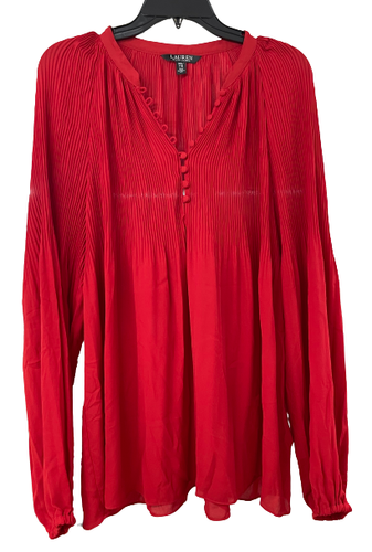 Lauren Ralph Lauren Red Quarter Button up Long Sleeve Blouse | eBay