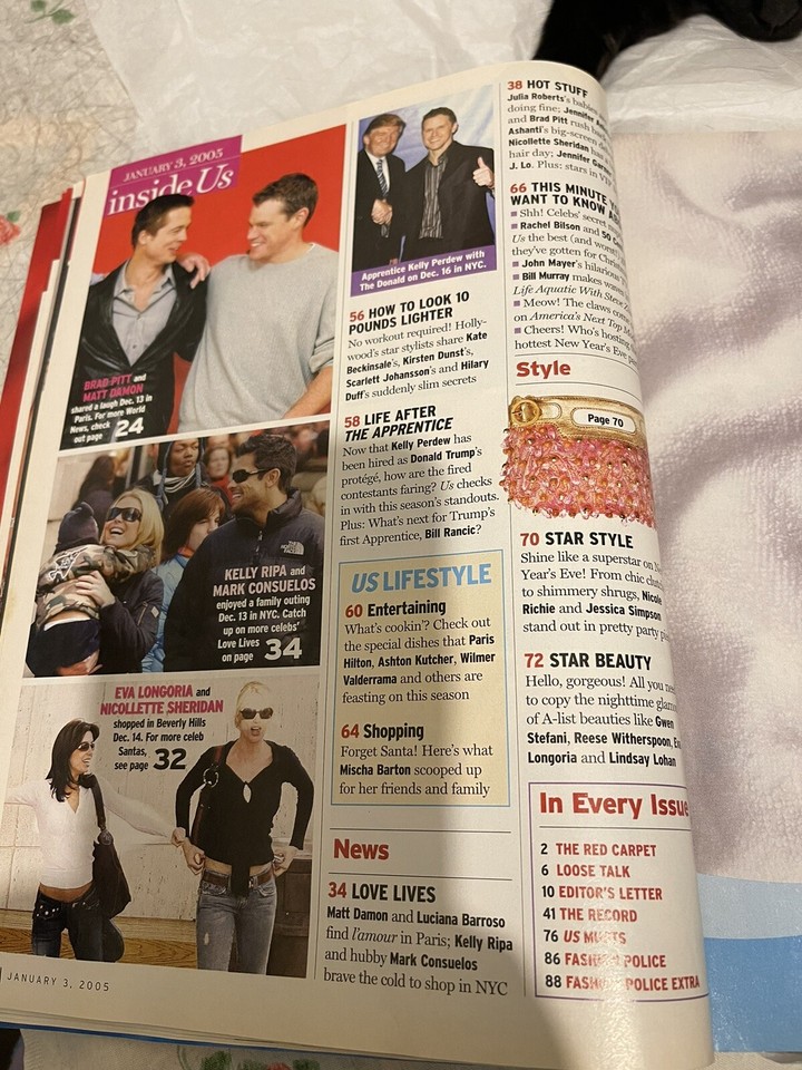 Us Weekly Magazine JAN 3, 2005 Affleck Garner Lopez Aniston Pitt no ...