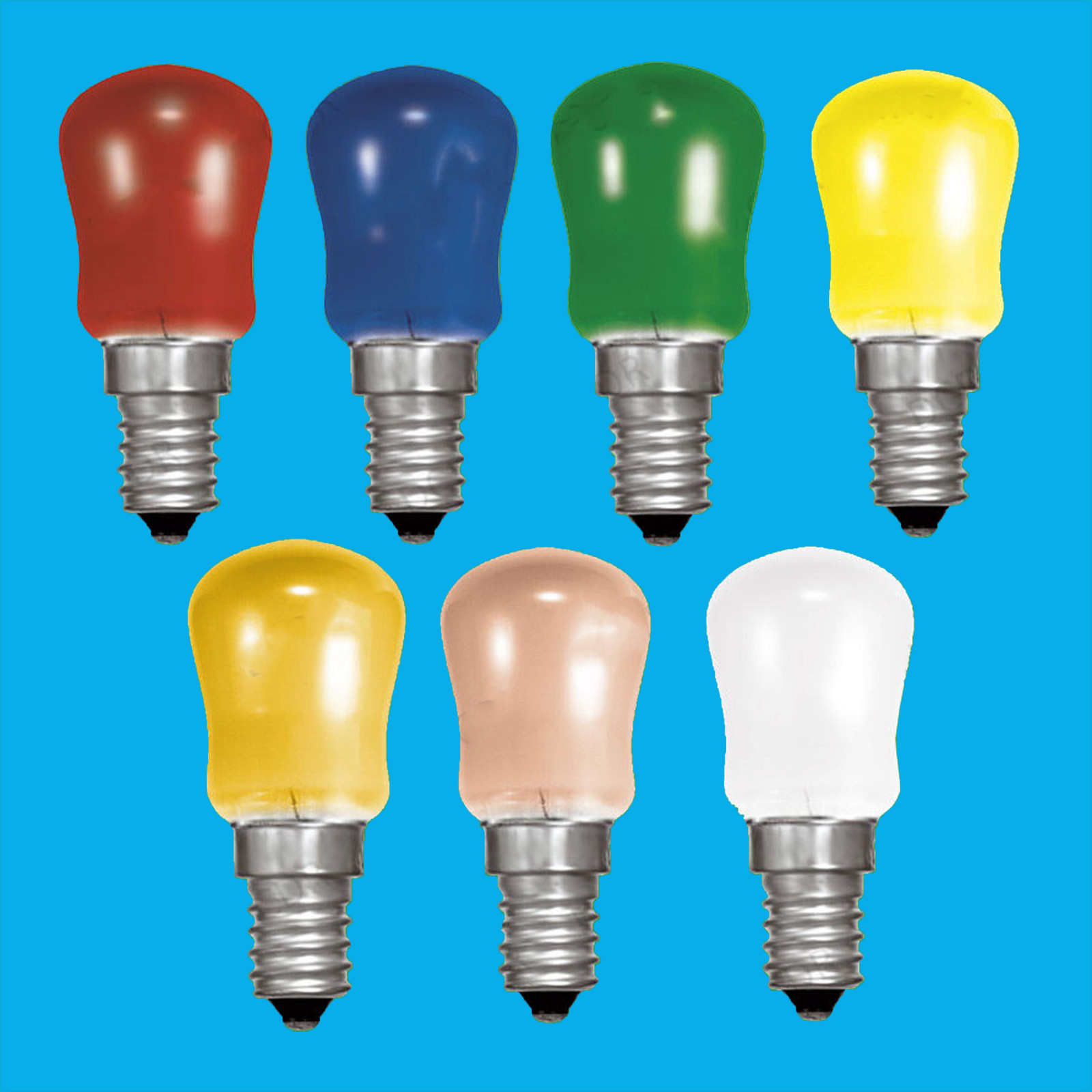 2x 15W Coloured Pygmy Sign Light Bulbs, Display Lamp, Small Screw Cap ...