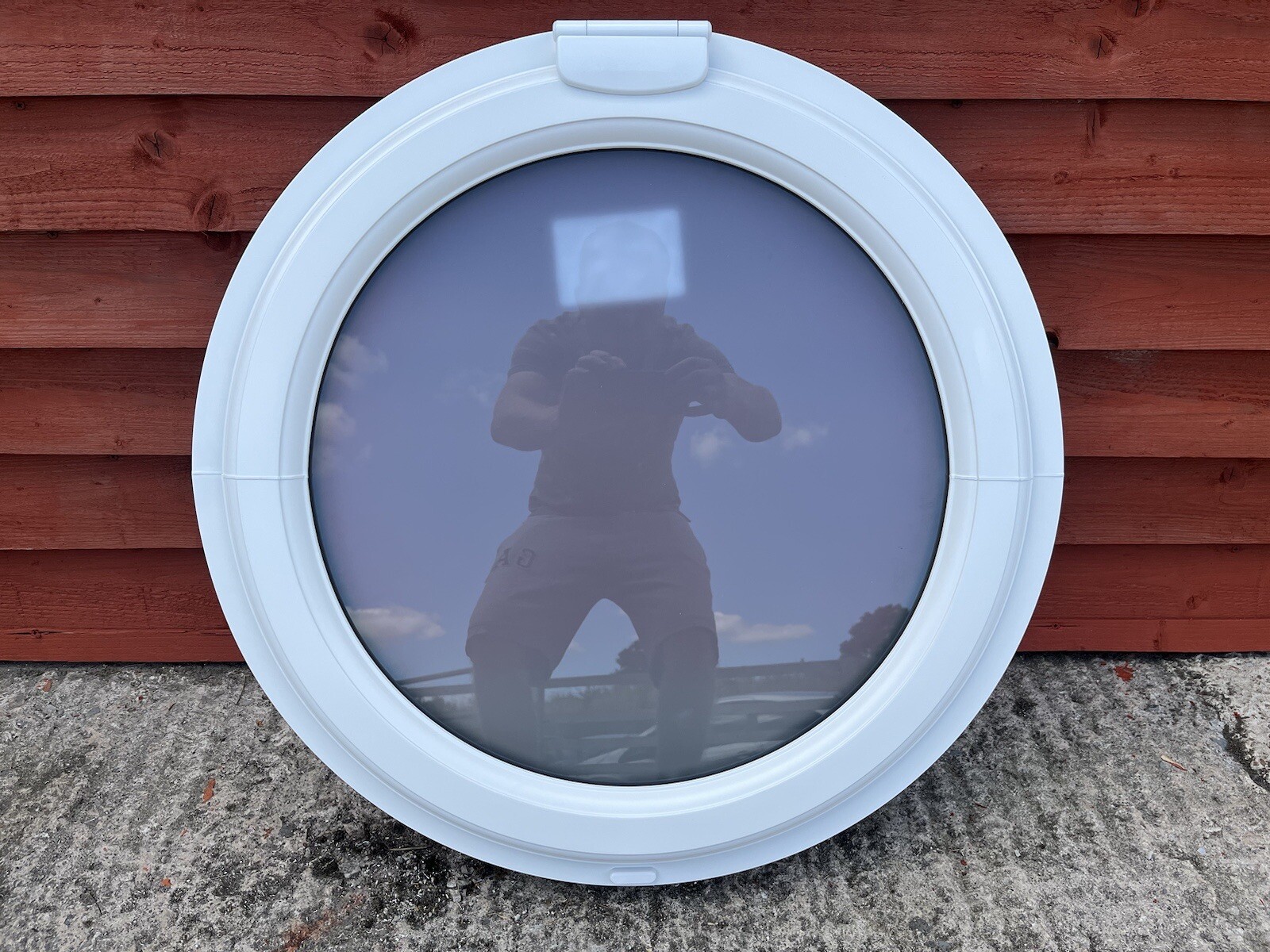 White Round circle upvc window 600mm With Geo Bar Cross And Clear A ...