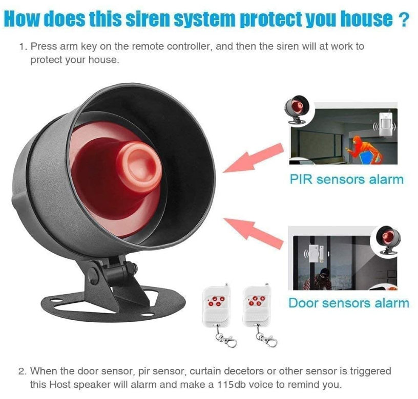 Standalone Home Office Shop Security Alarm System Kit, Wireless Loud ...