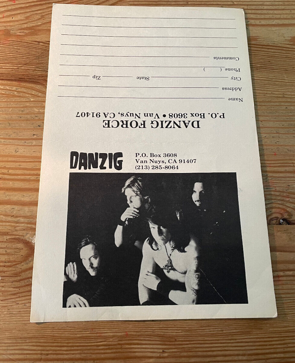 FAN Danzig Postcard " What Would You Do For Danzig" (2-sided print ...