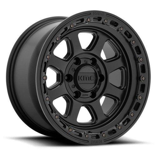 KMC KM548 Chase 17X9 5X127 Offset -12 Satin Black w/Gloss Black Lip ...